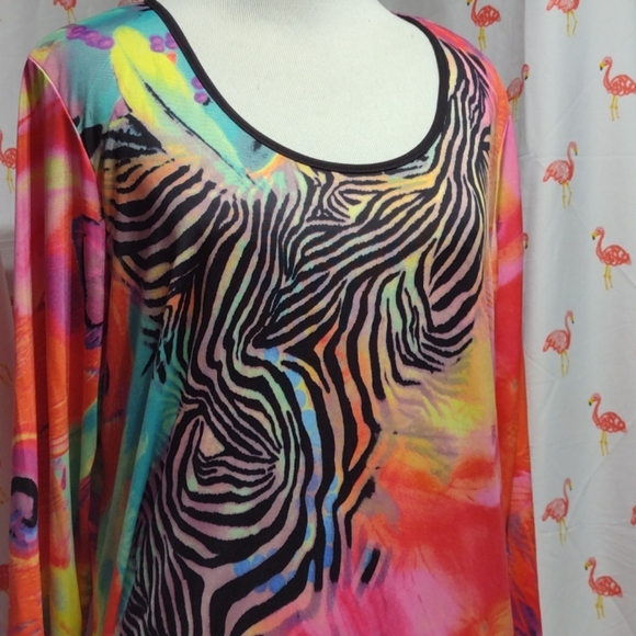 Peter Nygard | Tops | Peter Nygard Zebra Stripe Peacock Feather Top ...